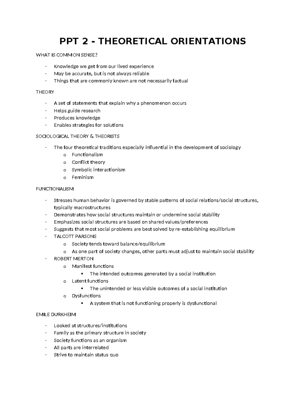 Niagara College - SOCL1100 PPT 2 - Key Sociological Theories Explained ...