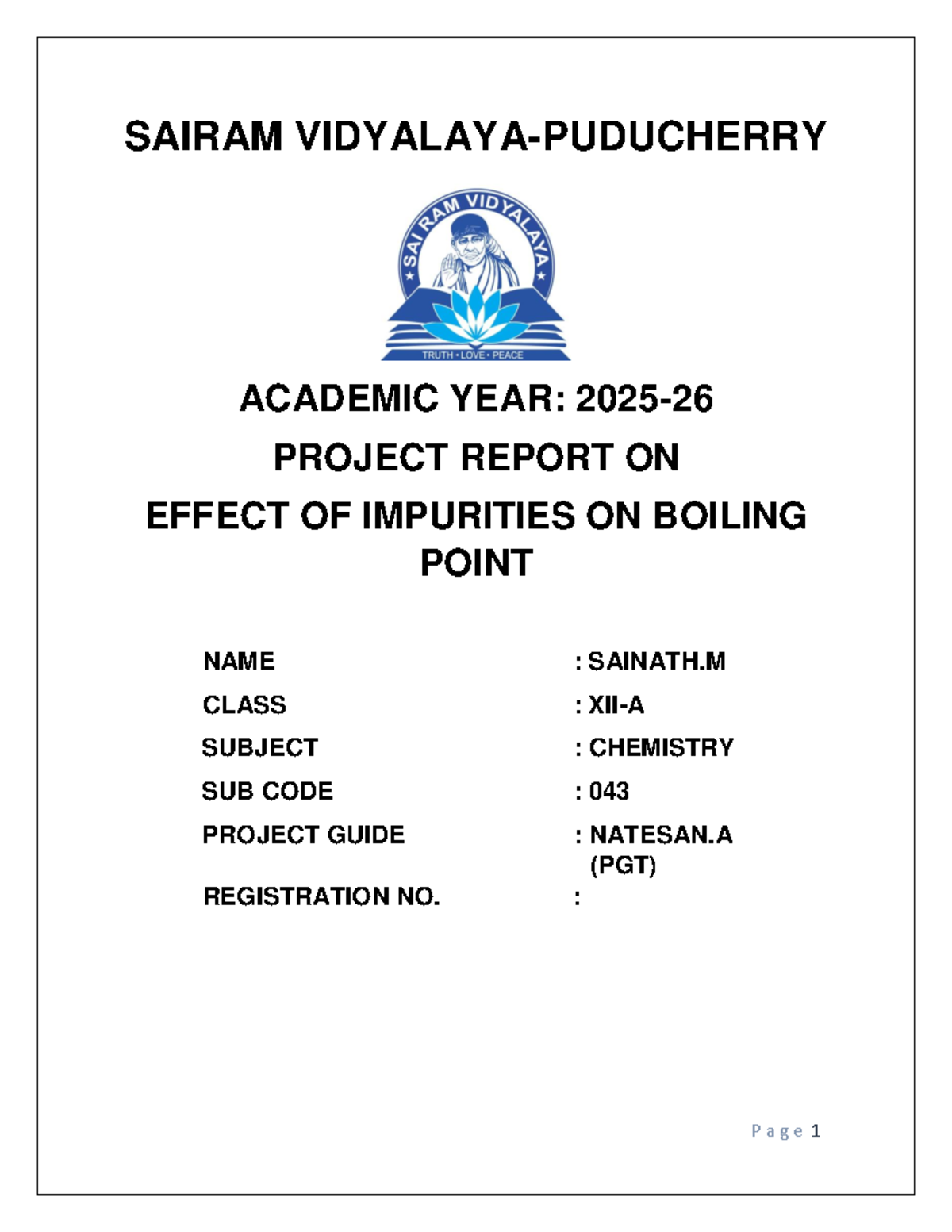 CHEMISTRY PROJECT REPORT: EFFECT OF IMPURITIES ON BOILING POINT (SUB ...