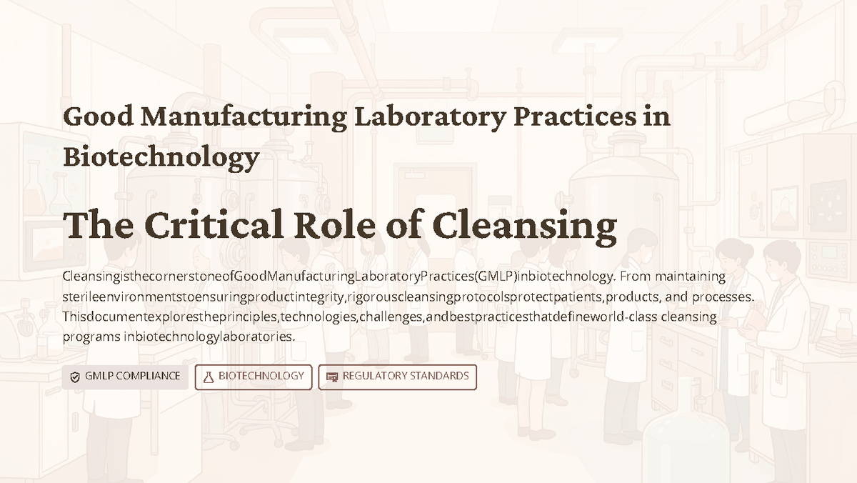 GMLP 101: The Essential Role of Cleansing in Biotechnology - Studocu
