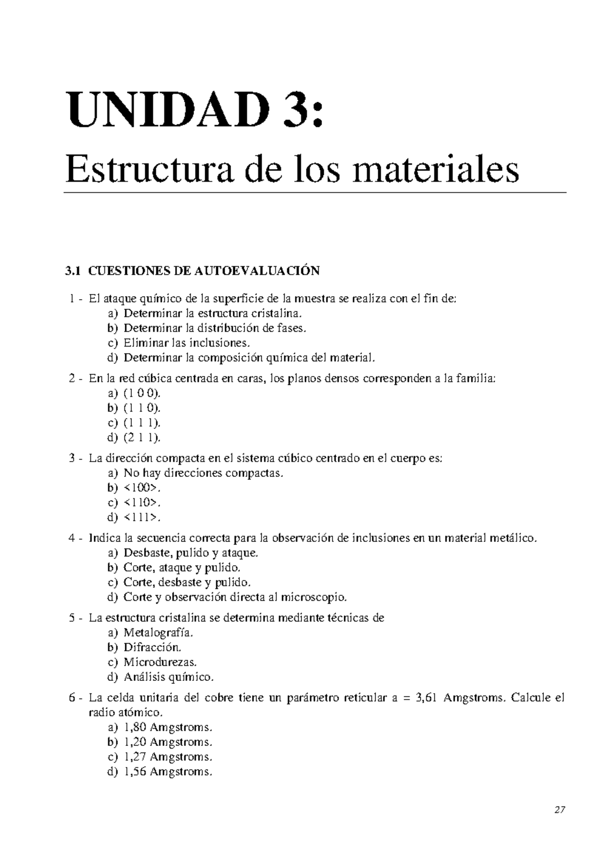 Ejercicio 03 - MATERIALES - UNIDAD 3: Estructura de los materiales 3 ...