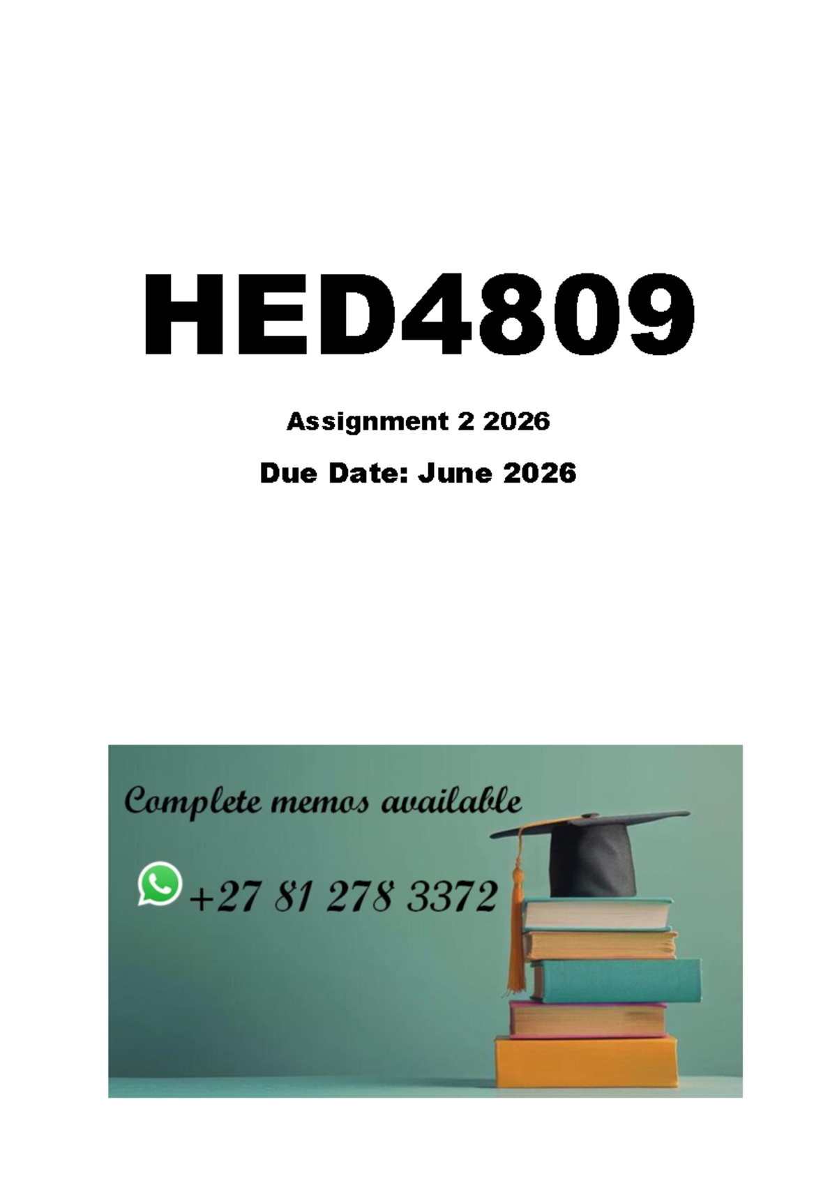 HED4809 Assignment 2 Memo 2026: Marxist Theories of Education Analysis ...