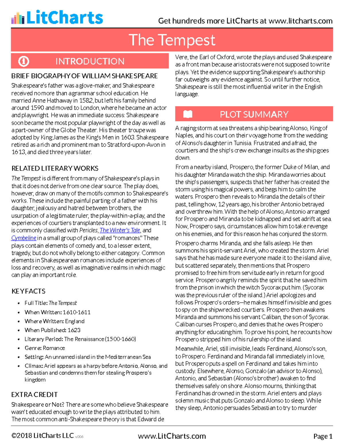 The Tempest Study Guide: Key Facts & Literary Analysis (Litcharts ...