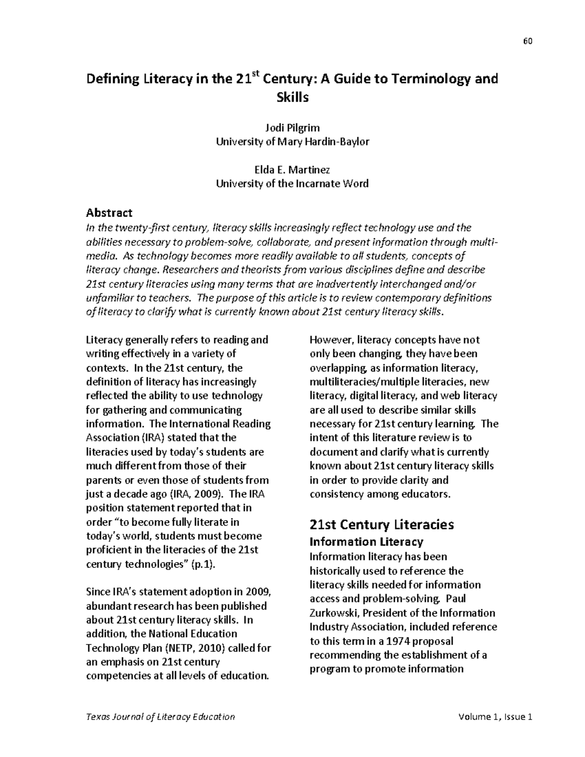 Defining 21st Century Literacy: Skills & Terminology Guide (EDU 101 ...