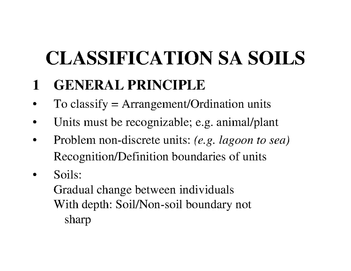SA Soil Classification System Overview and Procedures: Key Principles ...