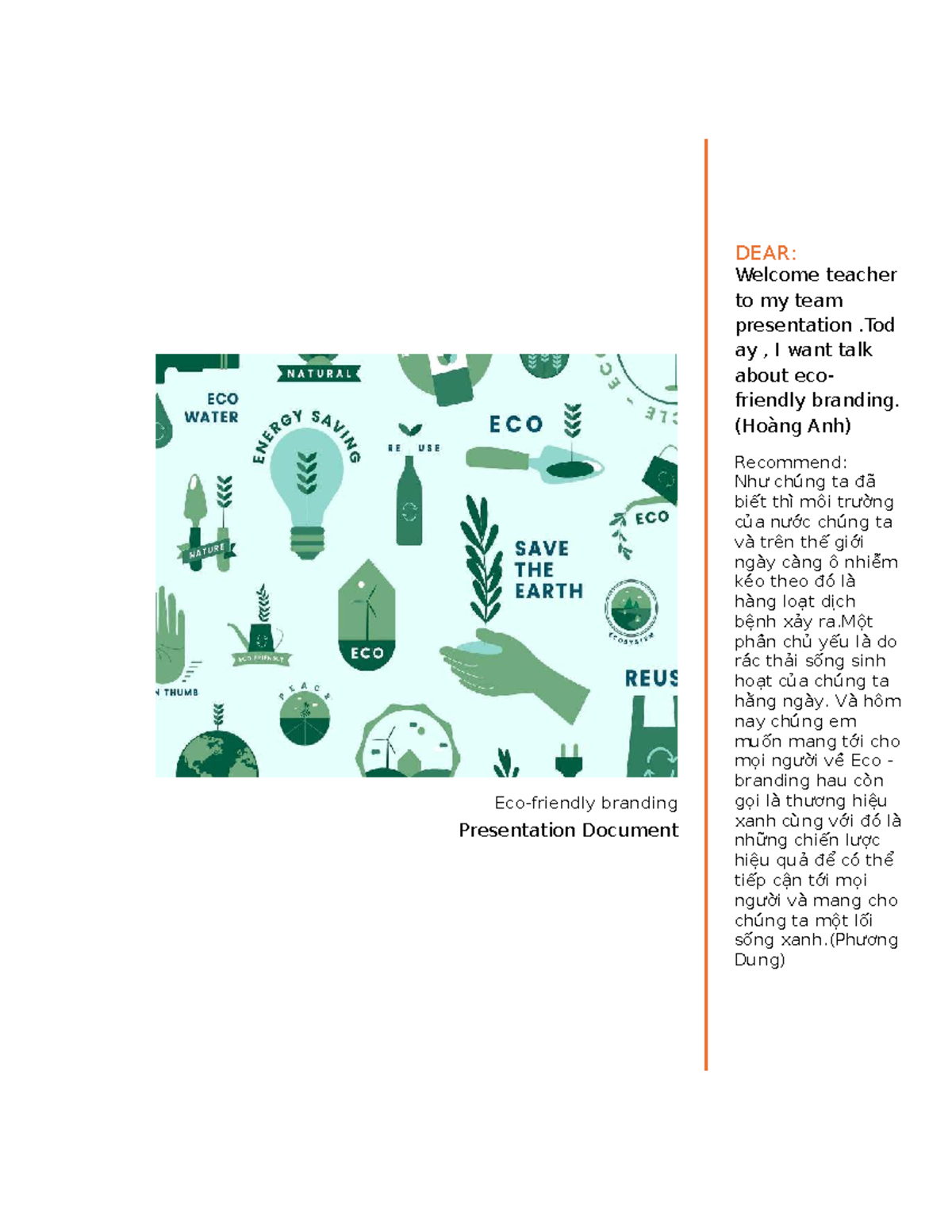 DEAR: Eco-Friendly Branding Presentation (Marketing 101) - Studocu