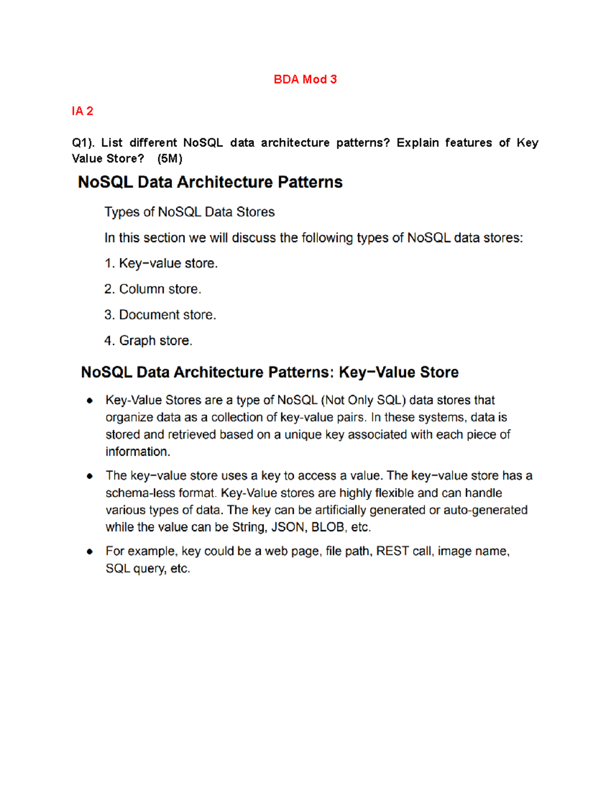 NoSQL BDA Module 3 Notes - Key Concepts & Case Studies - Studocu