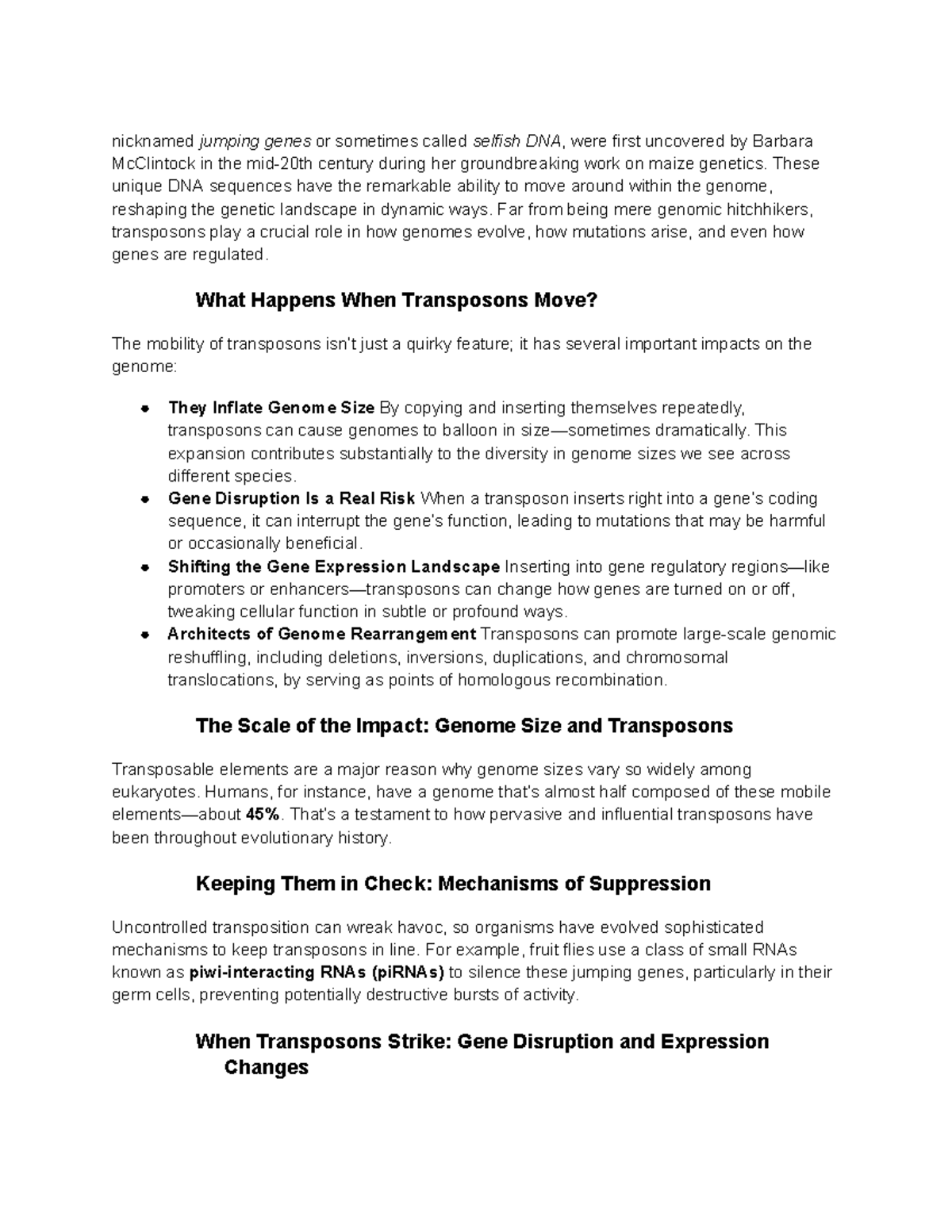 Transposons: The Jumping Genes and Their Impact on Genomes (BIO101 ...