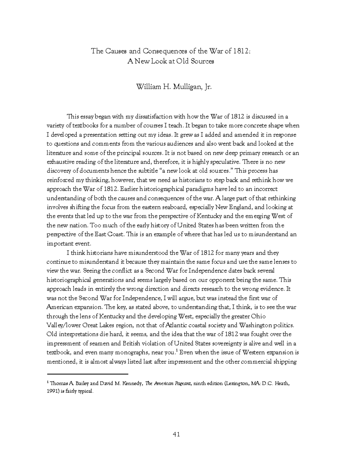 The Causes and Consequences of the War of 1812: A Kentucky Perspective ...