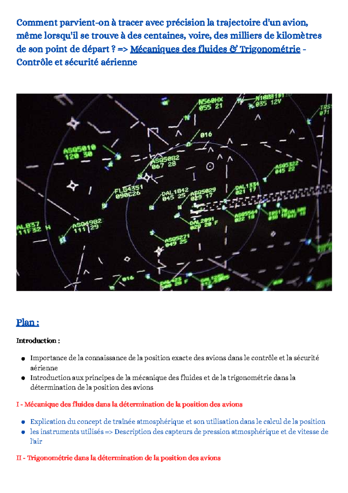 Trajectoire Avion : Mécanique des Fluides & Trigonométrie en Contrôle ...