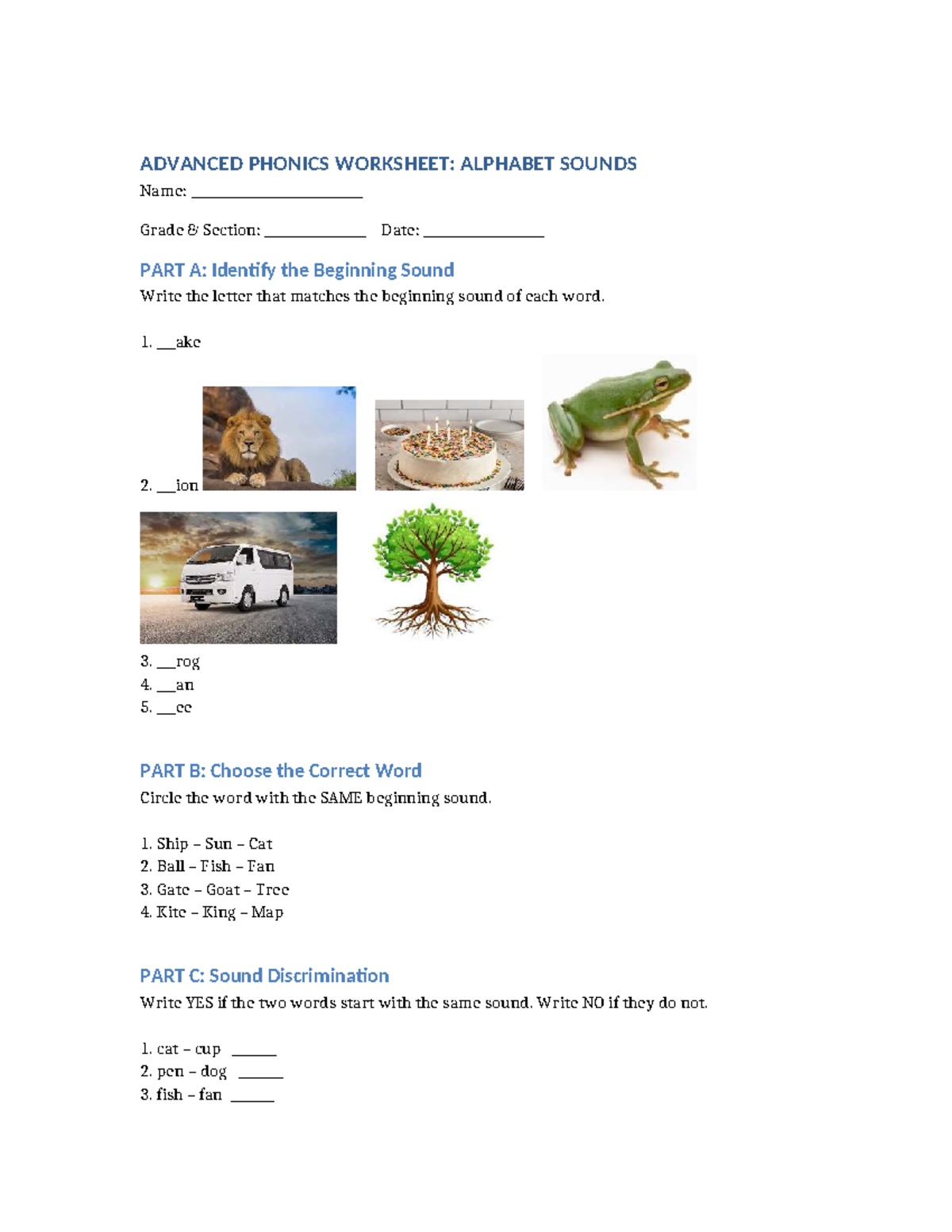 ADVANCED PHONICS WORKSHEET: ALPHABET SOUNDS - Studocu