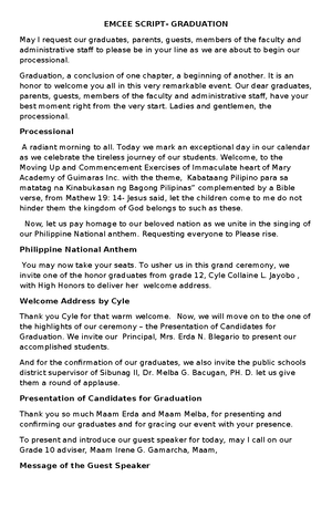 Closing Remarks for Christmas Party Program - CIHM 2023 - Studocu