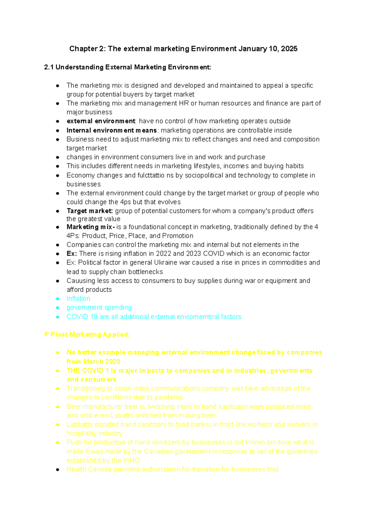 Chapter 2: Understanding the External Marketing Environment (MKT 101 ...