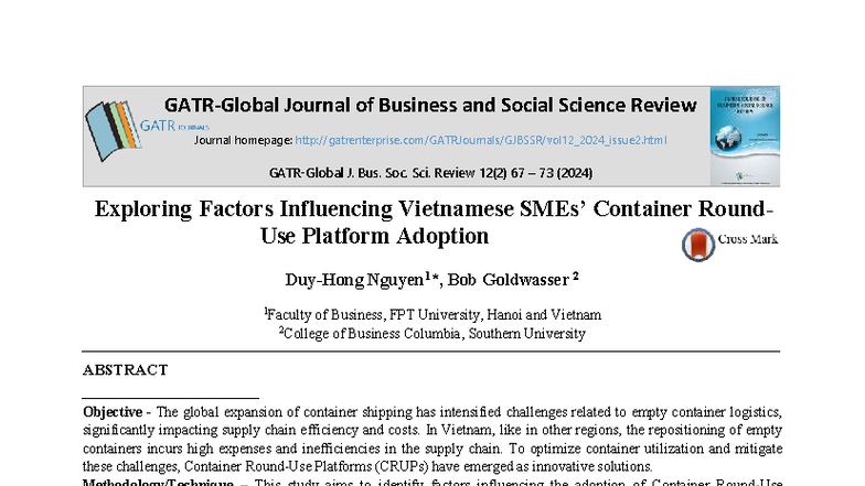 Exploring Factors Influencing Vietnamese SMEs' Adoption of CRUPs - Studocu