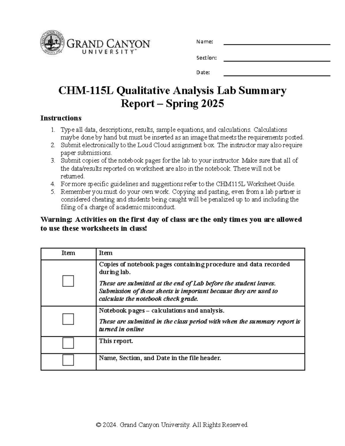 CHM-115L qualitative analysis lab summary report Spring 2025 - Studocu