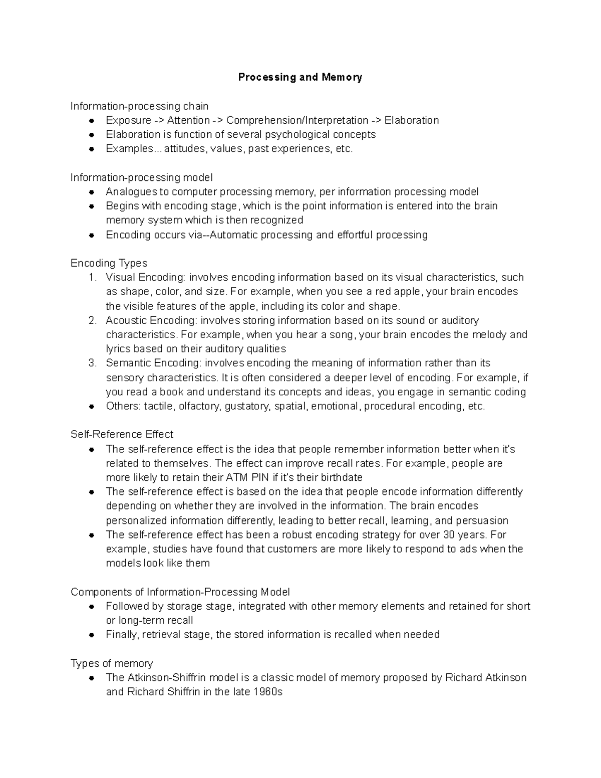 Understanding Processing and Memory: Concepts and Models (PSY 101 ...