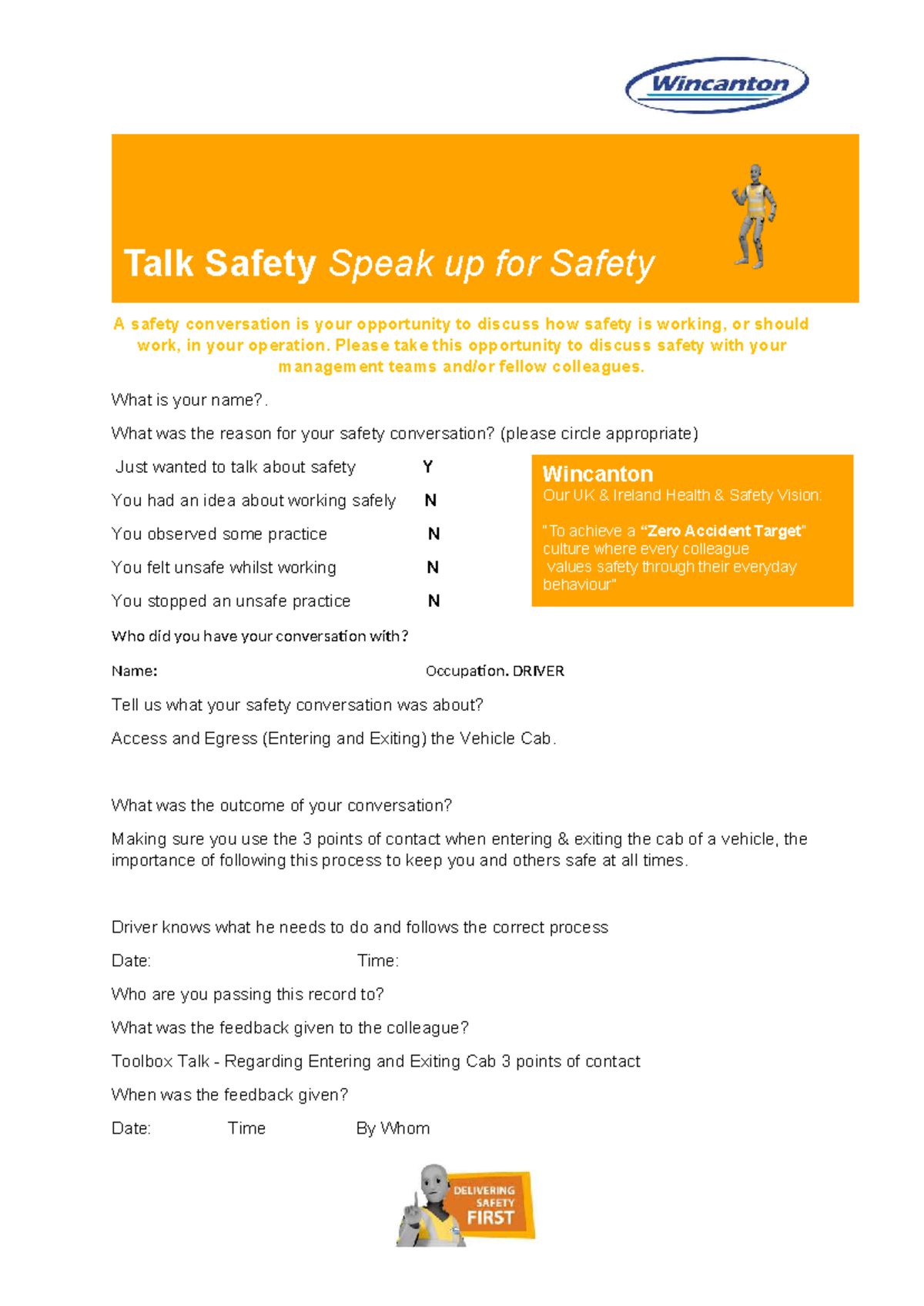 Safety Talk & Near Miss: Entering & Exiting Cab Procedures - Studocu