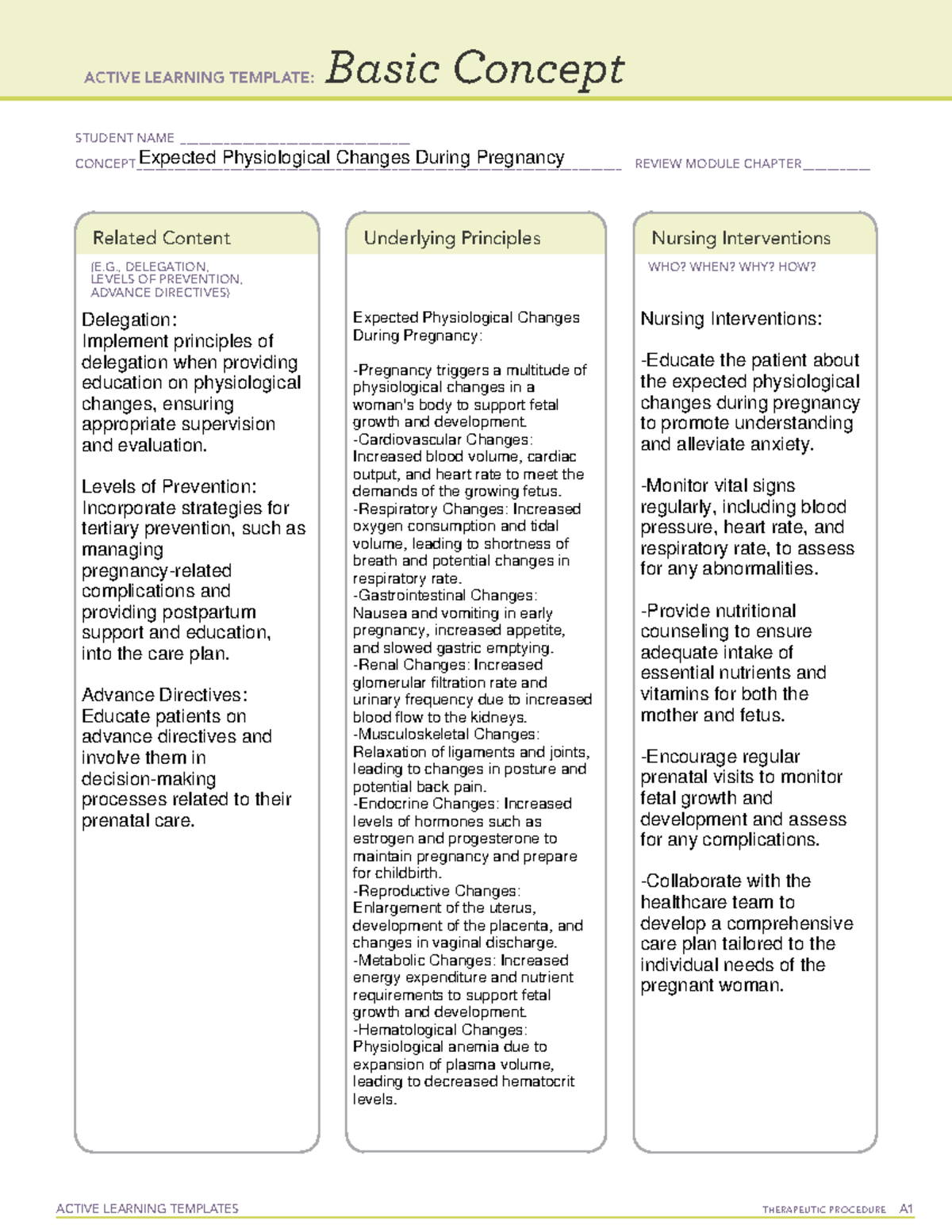 ATI Basic Concept on Physiological Changes During Pregnancy - Studocu