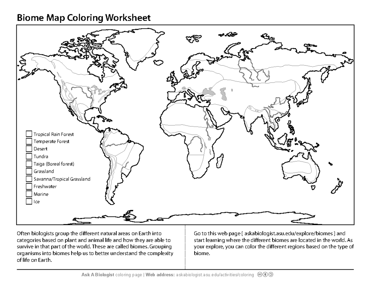 Biome Worksheet: Coloring & Matching Activities for Biomes - Studocu