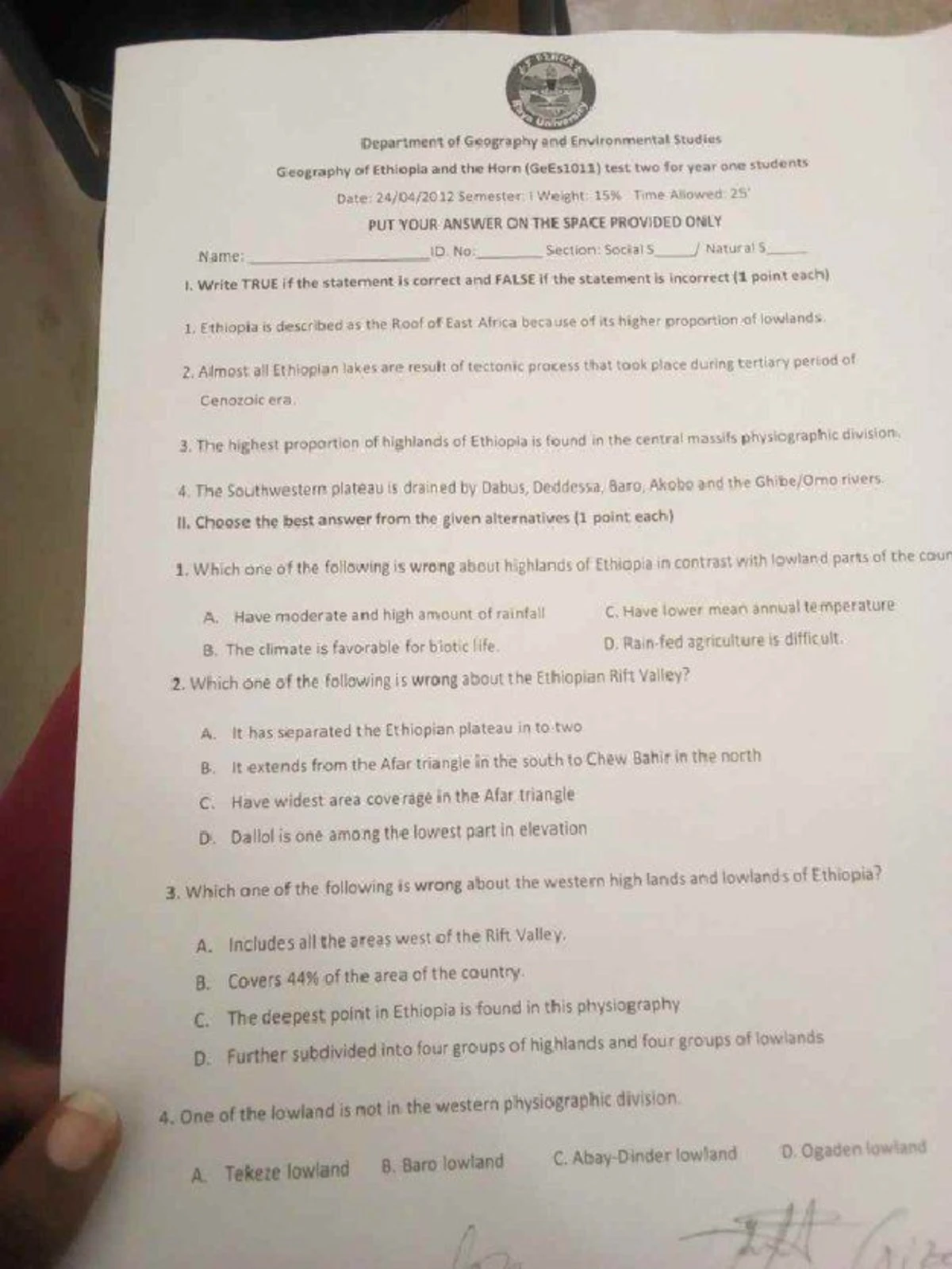 Geography Midterm Exam 7 (Ad U) Study Guide and Tips - Studocu