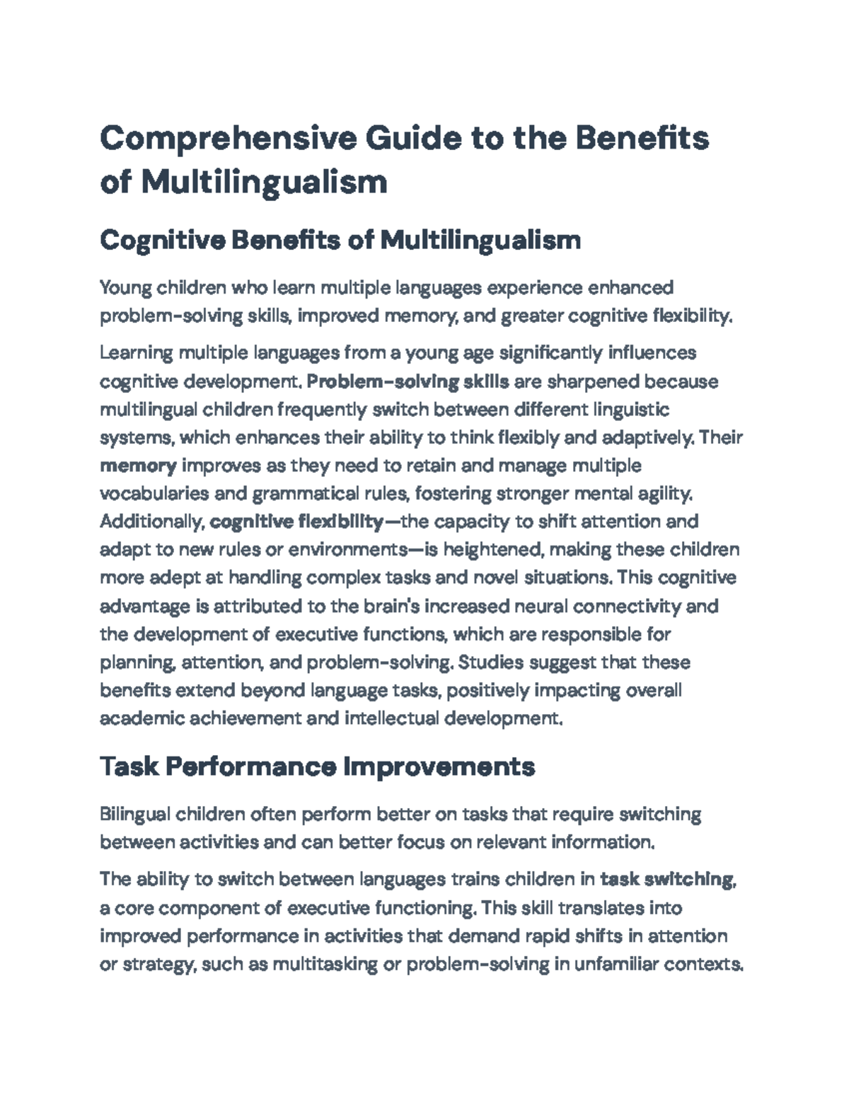 Benefits of Multilingualism: Cognitive, Social, and Economic Aspects ...