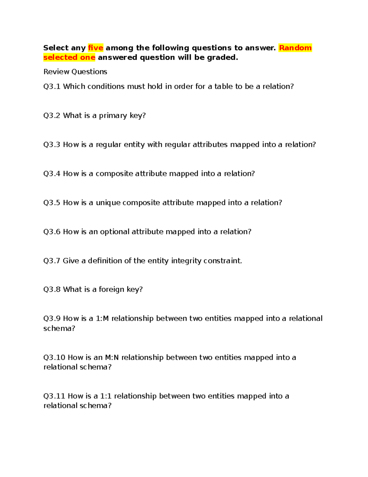 Chapter 3 Review Questions on Relational Database Concepts - Studocu