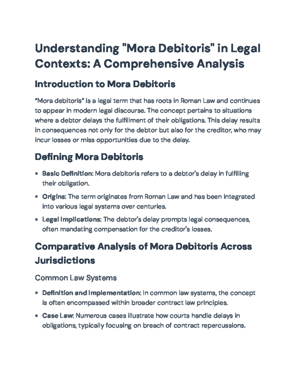 Understanding "Mora Debitoris": Legal Implications and Analysis ...