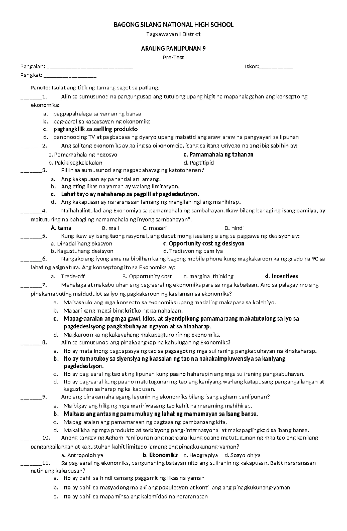 BEA Form 1: List of Actual Examinees for GASTPE Program - Studocu