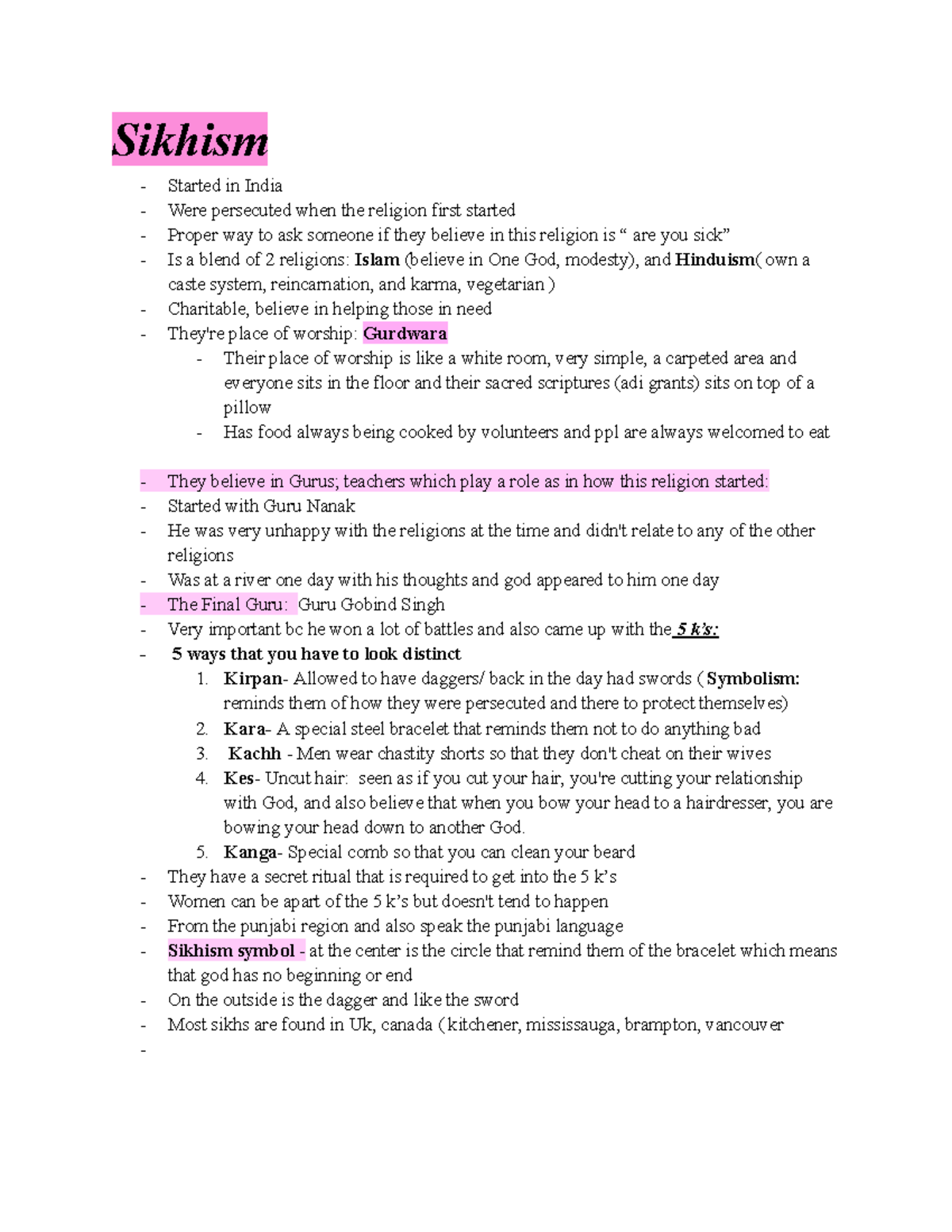 Sikhism - Lesson Notes for Understanding Core Beliefs and Practices ...