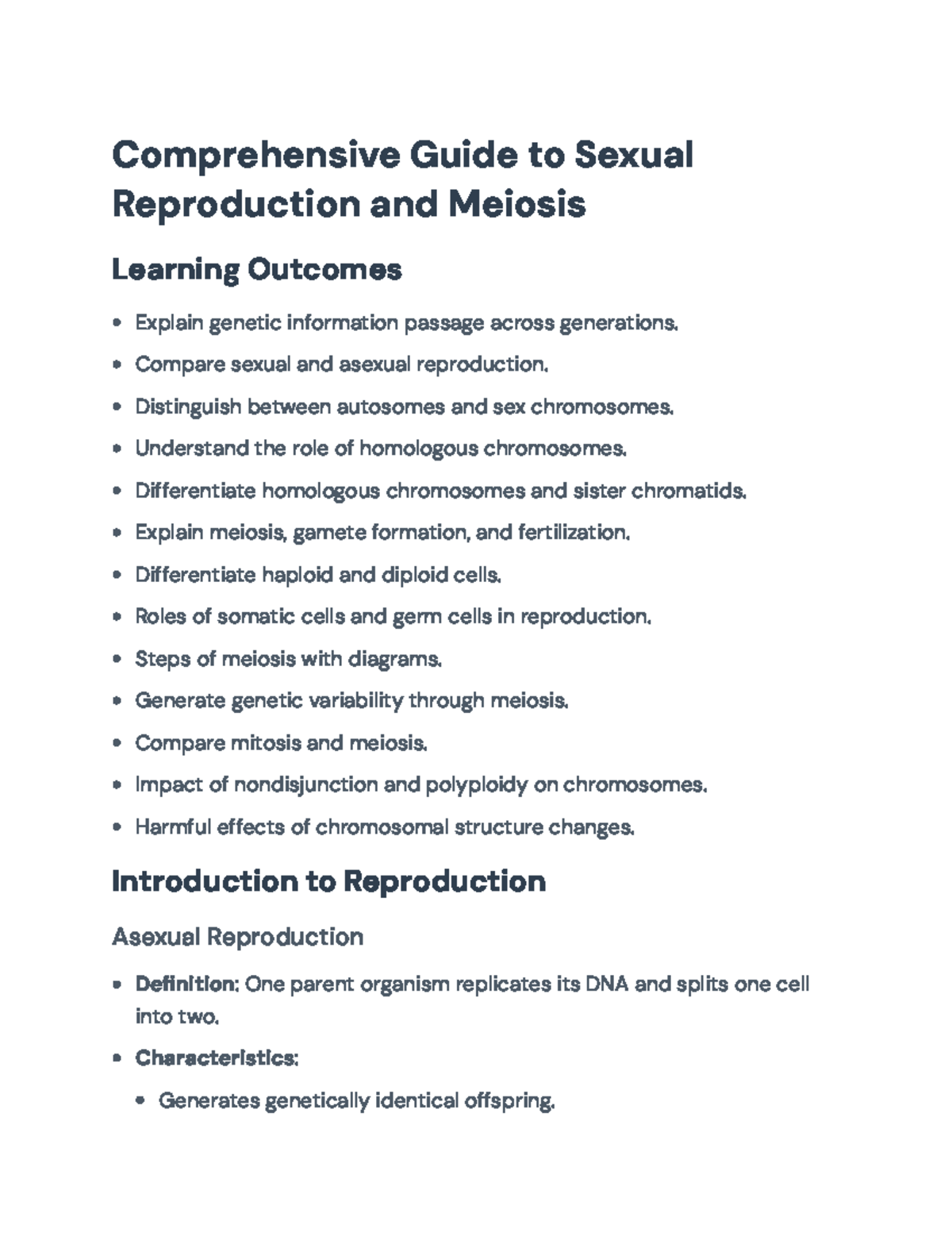 Comprehensive Guide to Sexual Reproduction and Meiosis - Comprehensive ...
