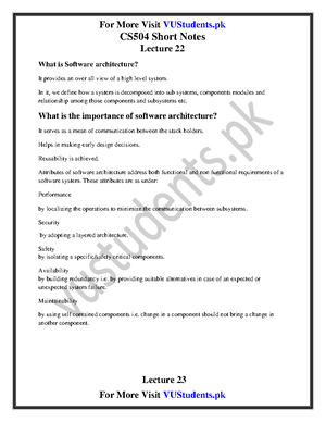 CS504 Mcq's Final Term By Vu Topper RM-1 - CS-504 Software Engineering- Update MCQS For Final ...