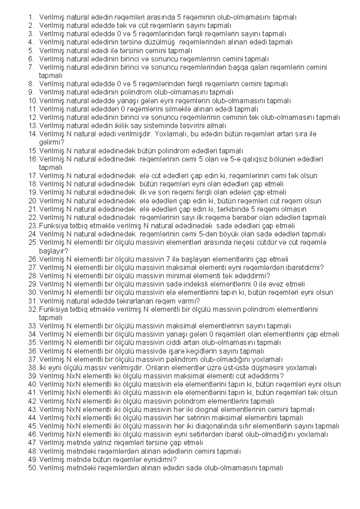 İmtahan Proqramlaşdırma Dirma Misallar - Nəticələr və Həllər - Studocu