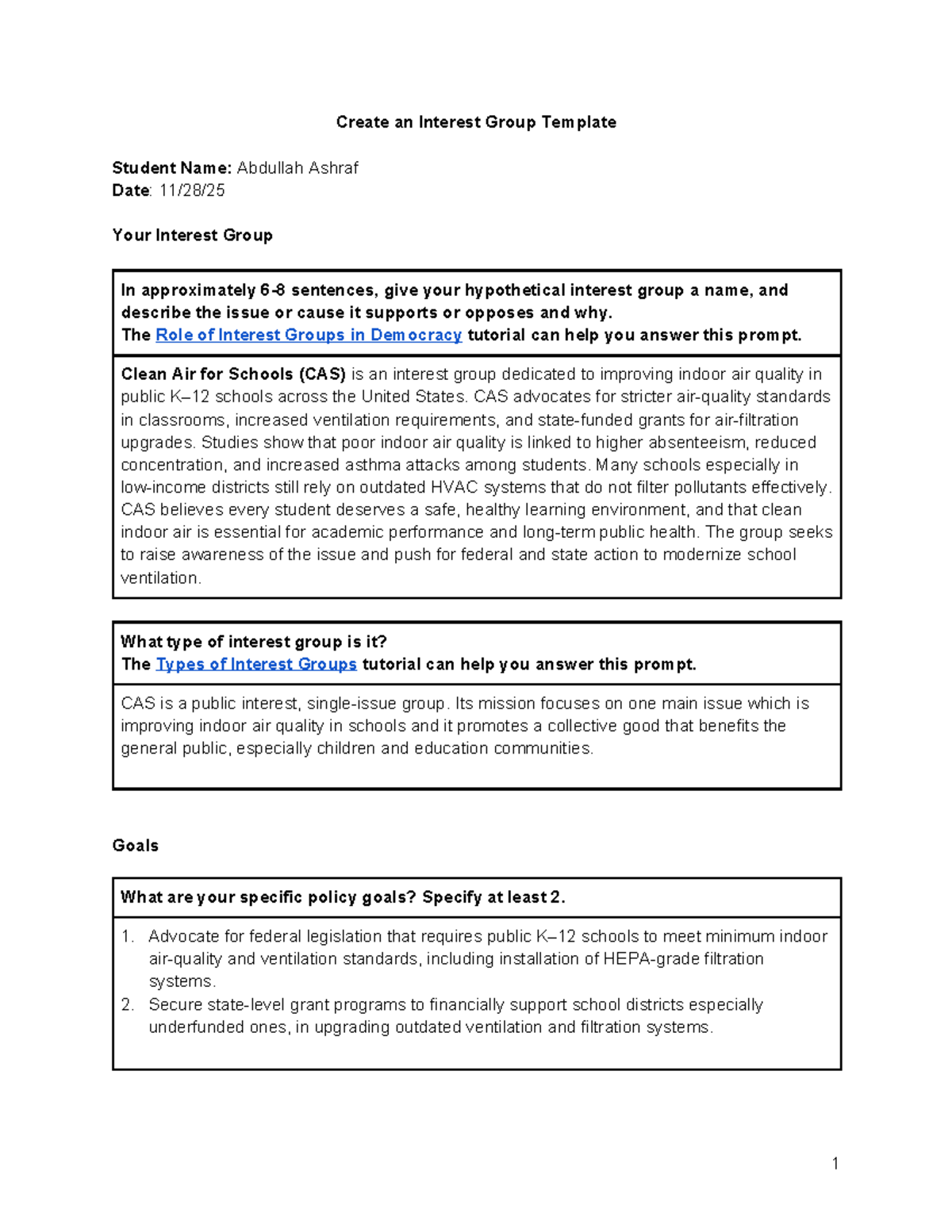 CAS Interest Group Proposal: Clean Air for Schools - Studocu