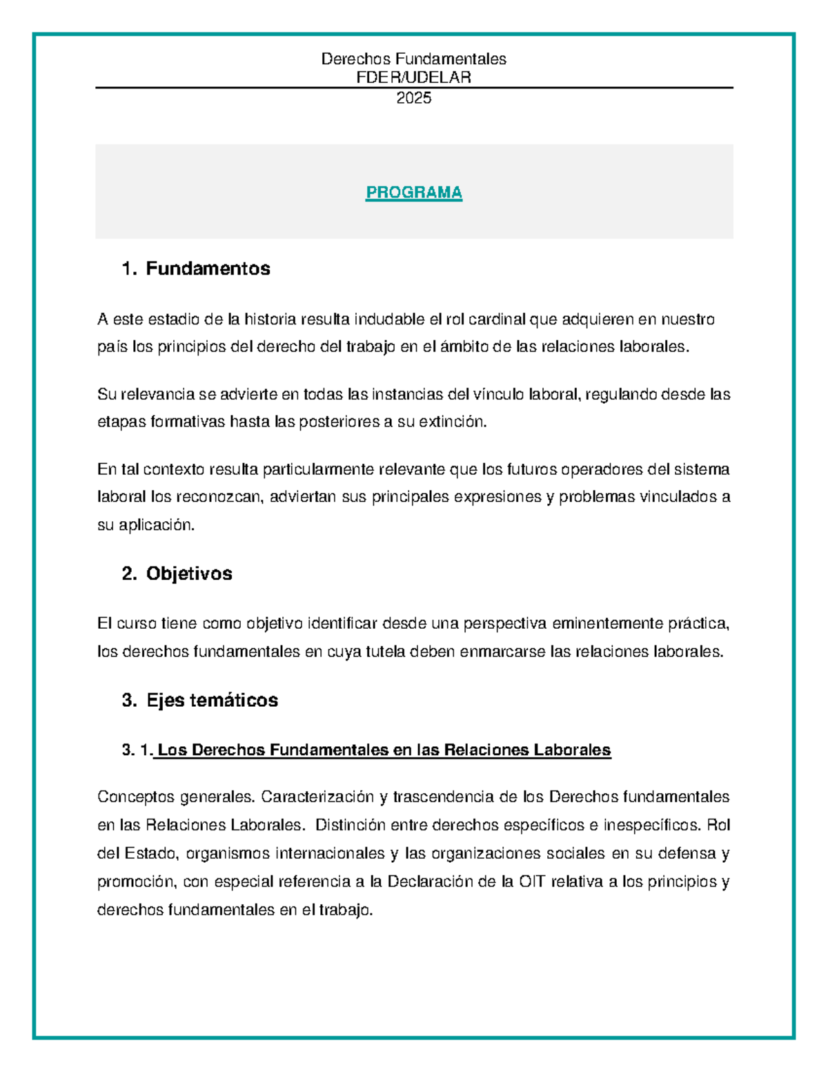 Derechos fundamentales - Programa - FDER/UDELAR 2025 PROGRAMA 1 ...