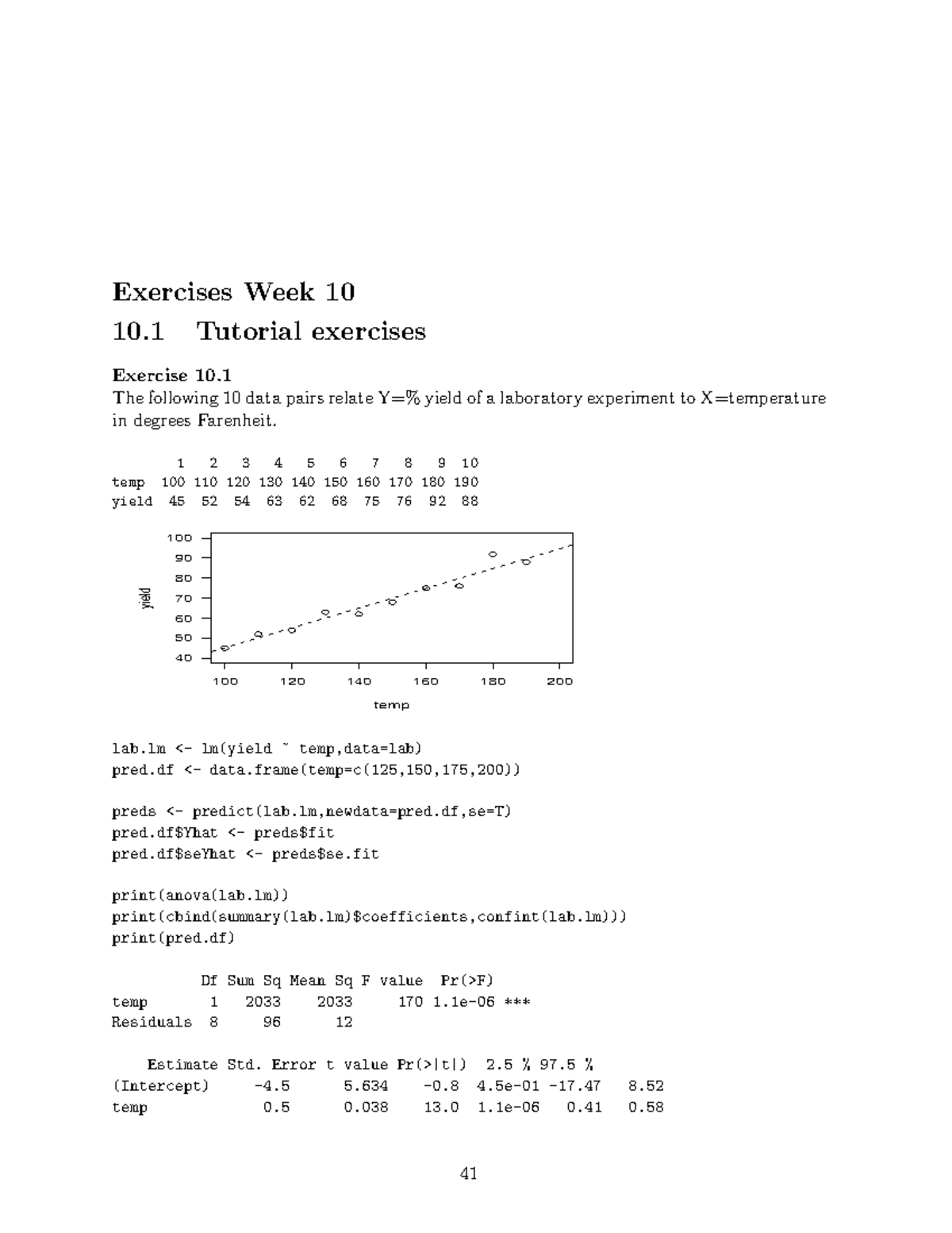 STAT100 Tutorial Exercises - Week 10 - Exercises Week 10 10 Tutorial ...