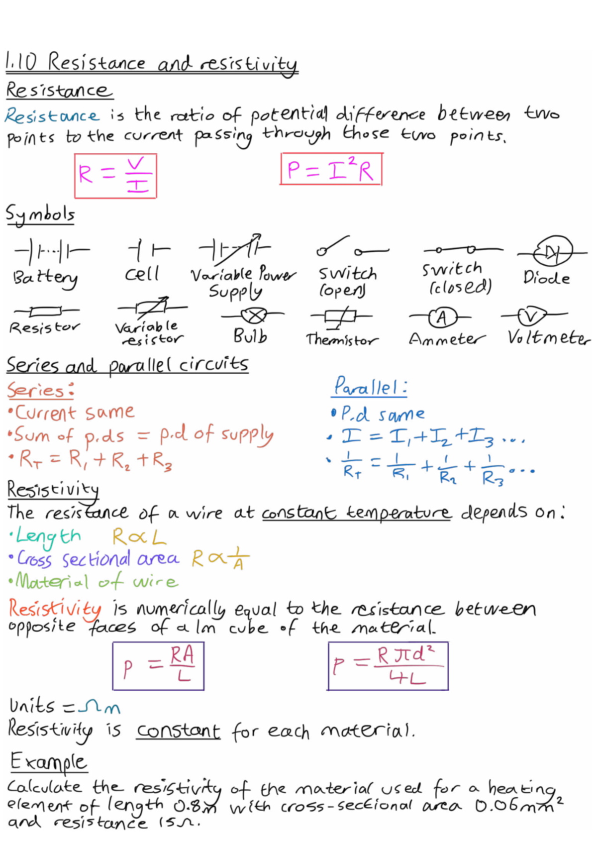 Notes 1.10: Understanding Resistance and Resistivity Concepts - Studocu