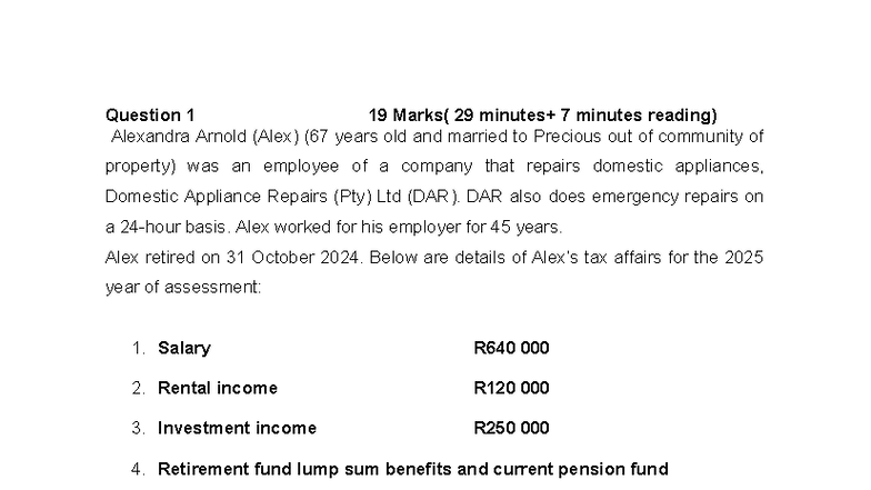 Retirement Benefits Calculation for 2025 YOA - 19 Marks - Studocu