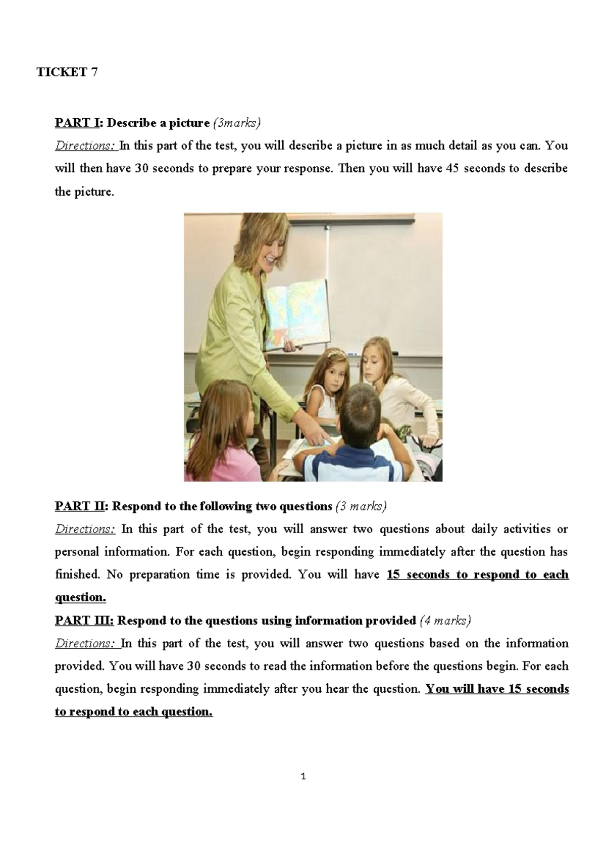 3-Speaking Level 2: TICKET 7 & 8 Test Preparation Guide - Studocu