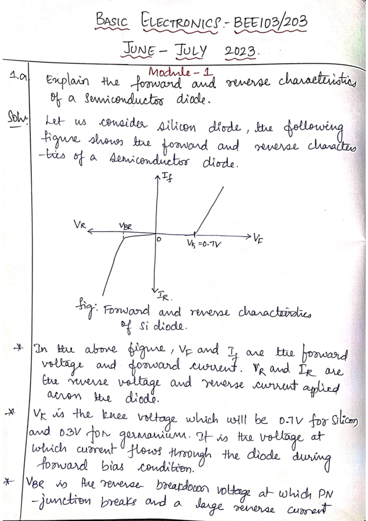 Final Exam BEE 2023: Semiconductor Diodes and Amplifiers Insights - Studocu