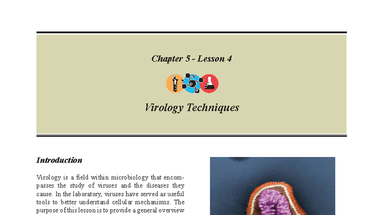 Chapter 5 Lesson 4: Introduction to Virology Techniques - Studocu