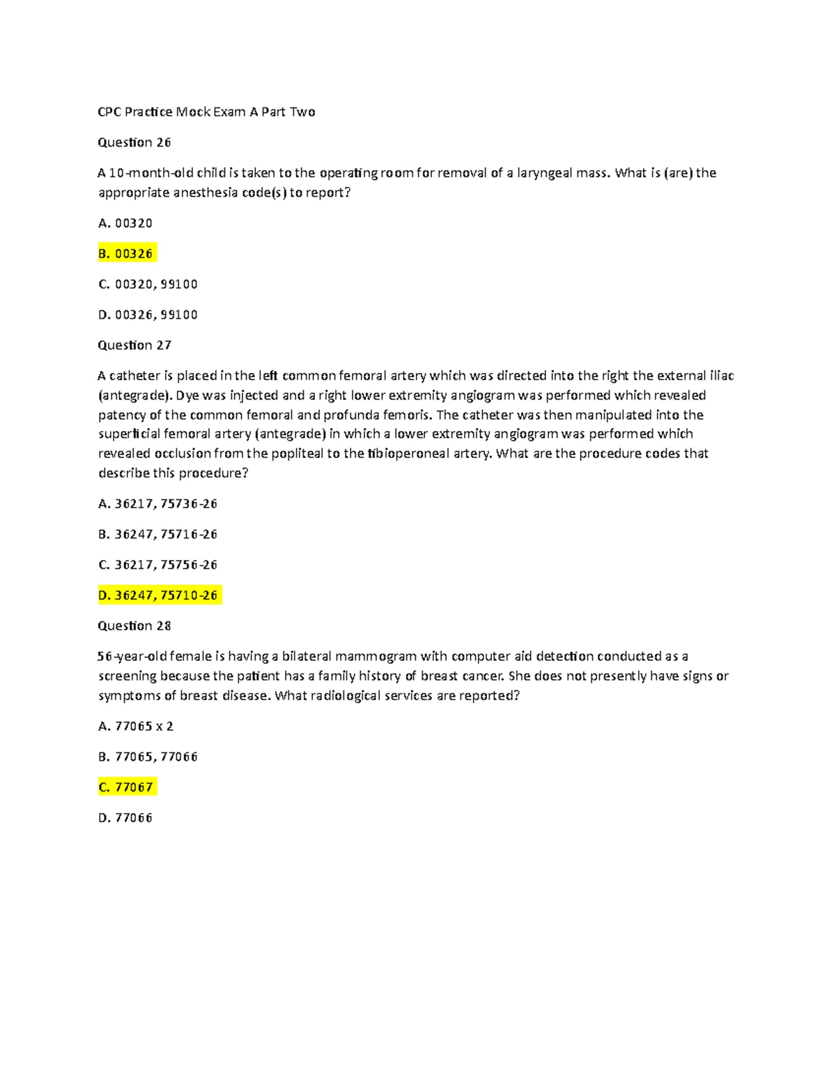 AAPC CPC Practice Questions - ANSWERS GUARANTEED SUCCESS RATED A+ ...