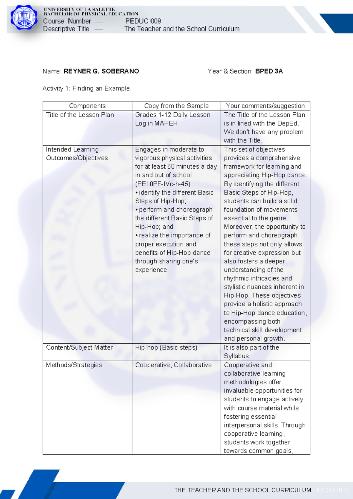 Activity Midterm: Hip-Hop Dance Fundamentals in BPED 3A - Studocu