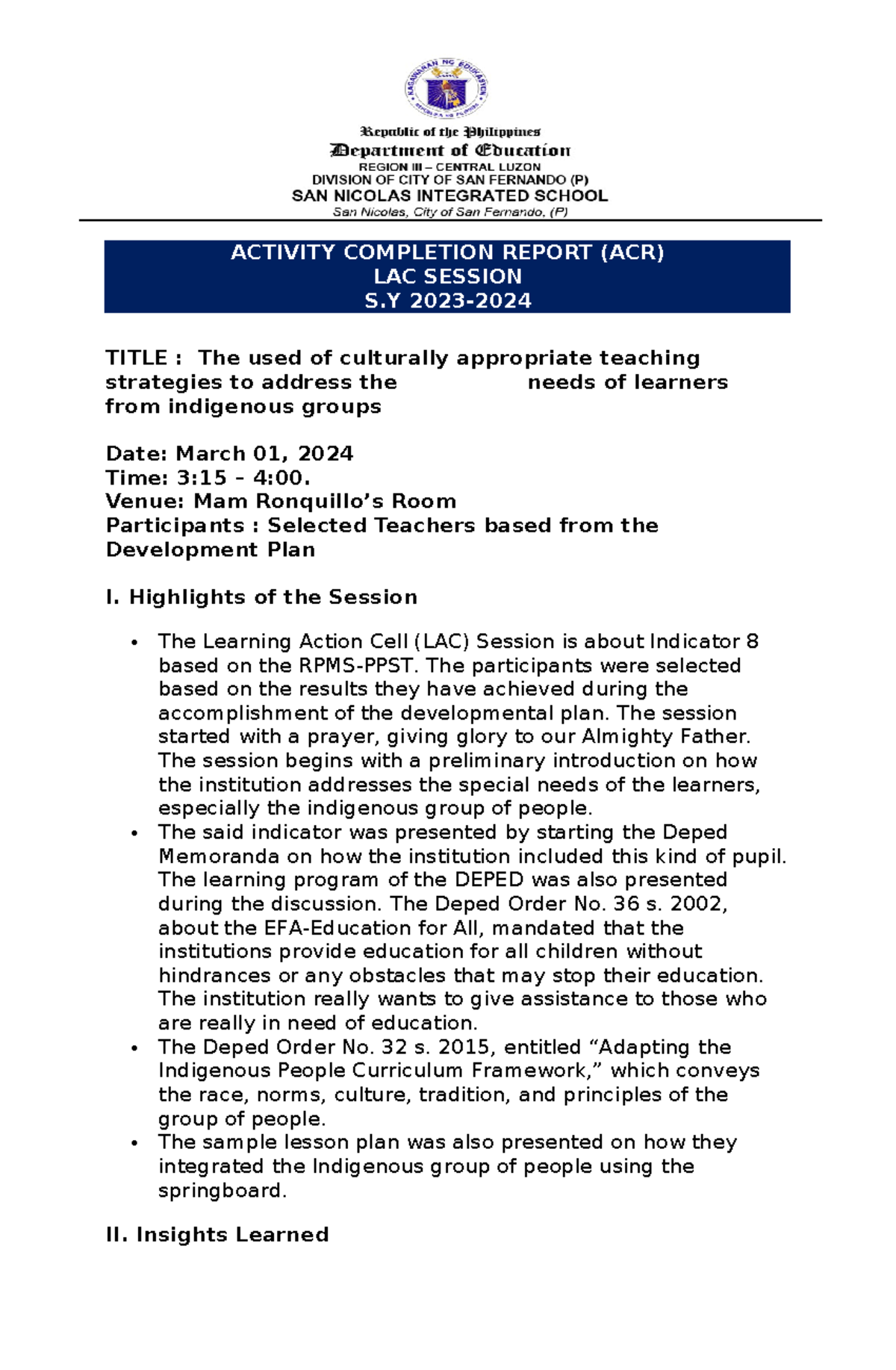 ACR LAC Session: Culturally Appropriate Teaching Strategies for ...