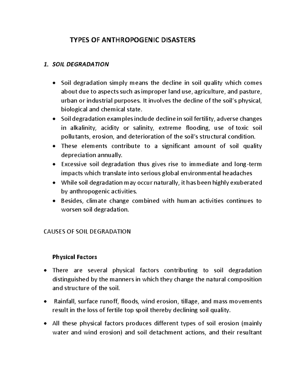 Types OF Anthropogenic Disasters - TYPES OF ANTHROPOGENIC DISASTERS 1 ...