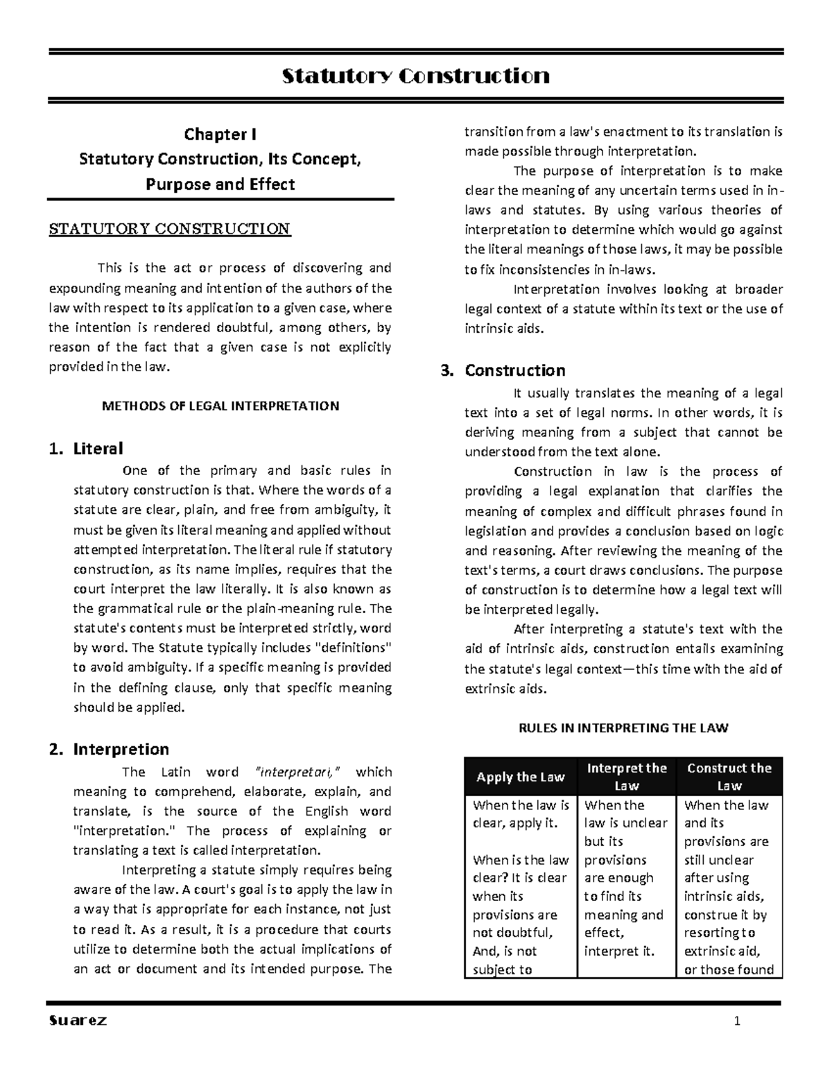Statutory Construction and Interpretation: A Comprehensive Guide - Studocu