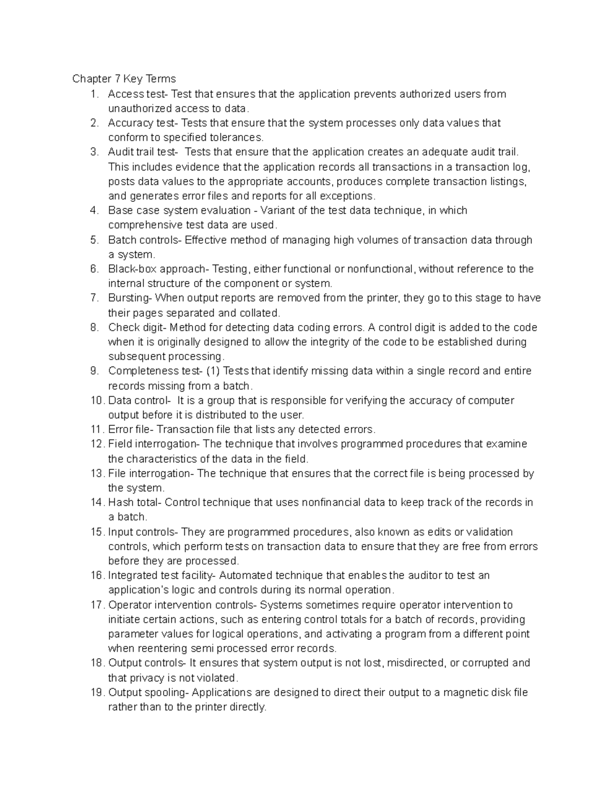 CIS Chapter 7 Key Terms: Access, Accuracy, Audit Trail & More - Studocu