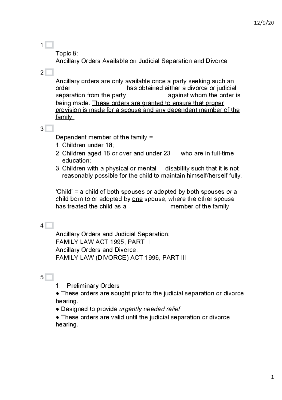Ancillary Orders Notes - Topic 8: Ancillary Orders Available on ...