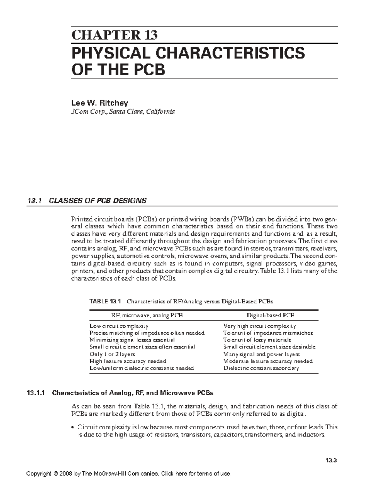 CHAPTER 13: PHYSICAL CHARACTERISTICS OF THE PCB (Lee W. Ritchey, 2008 ...