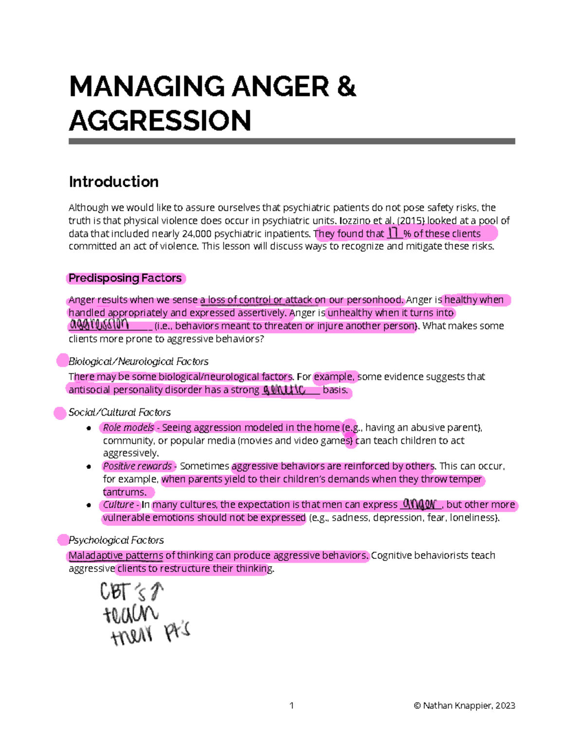 07 Managing Anger & Aggression: Understanding Risks & Interventions ...