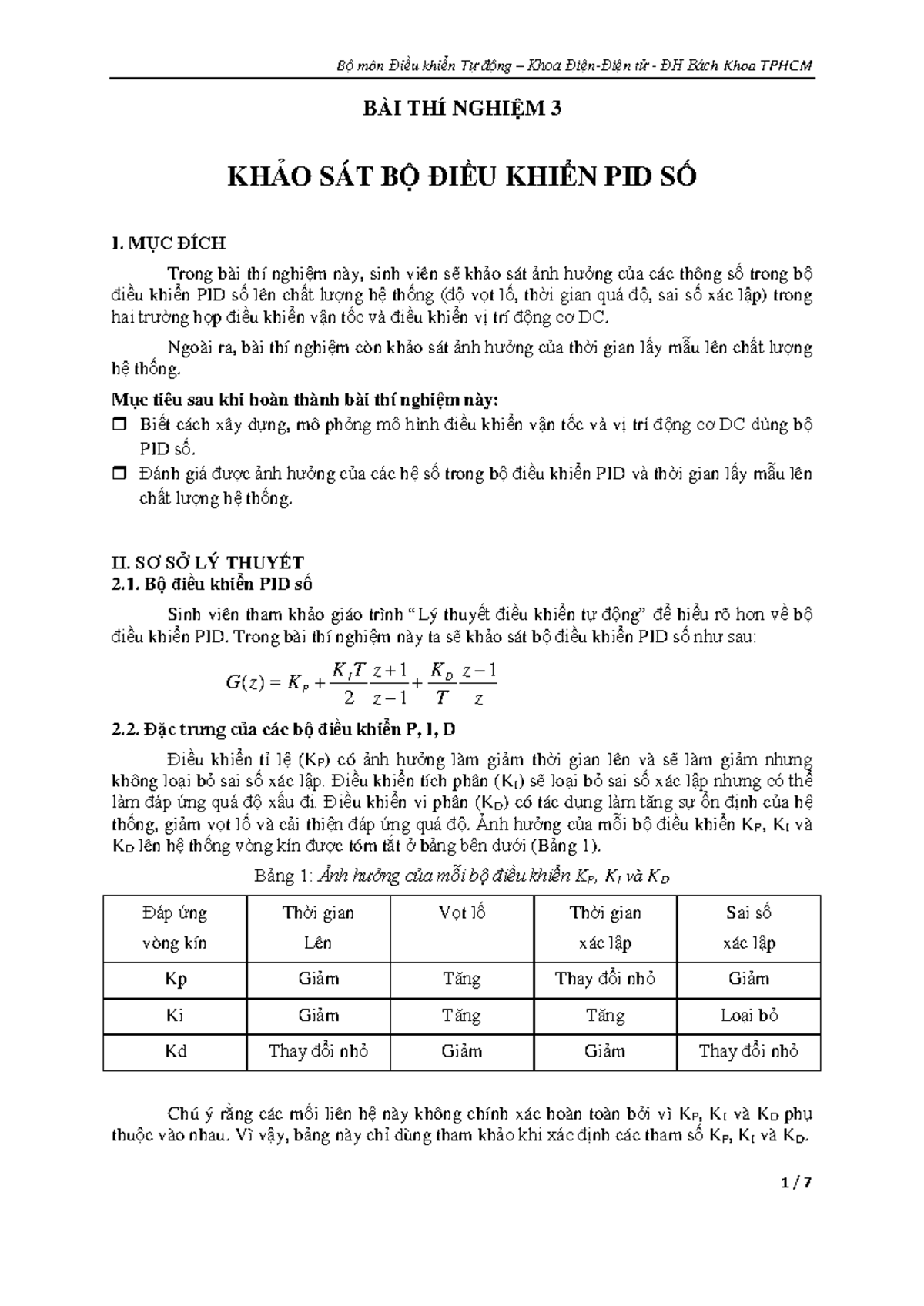 Bai 3 - Khao sat bo PID so - dfadf - BÀ I THÍ NGHIỆ M 3 KHẢO SÁT BỘ ...
