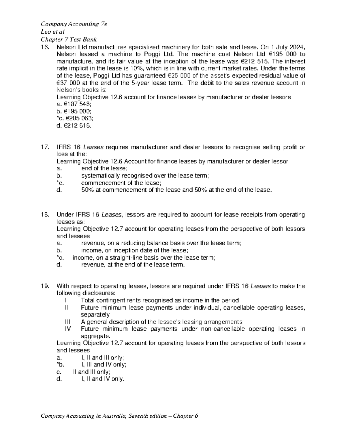 Company Accounting 7e Leo et al Chapter 7 Test Bank - Studocu